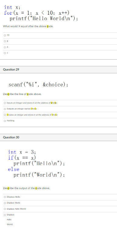 Solved int x = 5; while (x = 5) printf("5"); x++; | Chegg.com