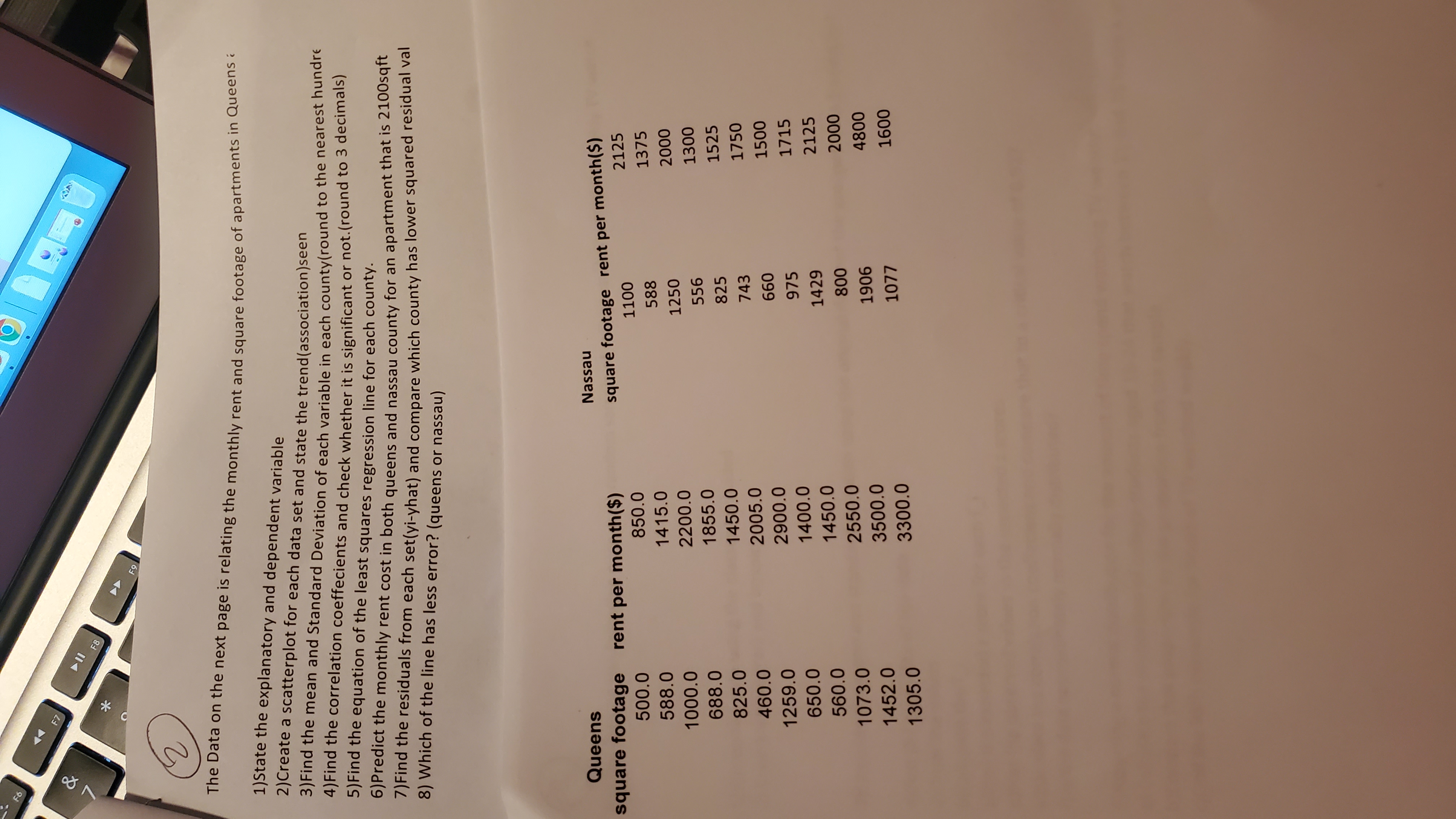 Solved FO F7 & 11 F8 F9 2 The Data on the next page is | Chegg.com