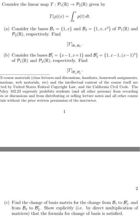 Solved Consider the linear map T: Pi(R)-P2(R) given by | Chegg.com