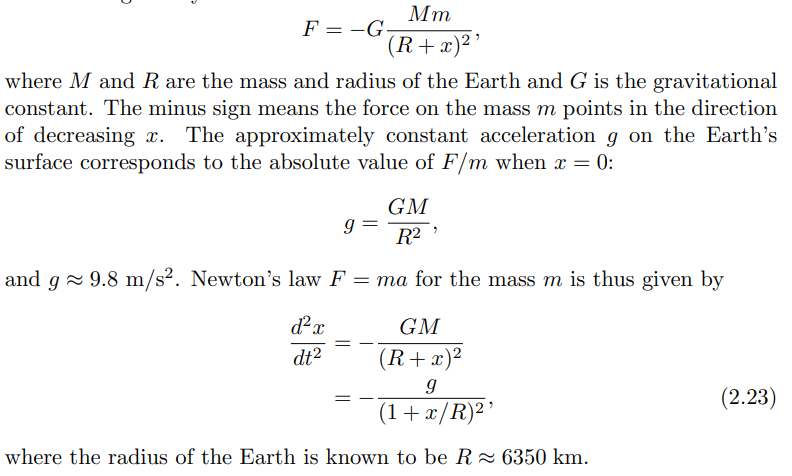 F=−G(R+x)2Mm, where M and R are the mass and radius | Chegg.com