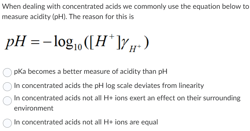 Solved When dealing with concentrated acids we commonly use | Chegg.com