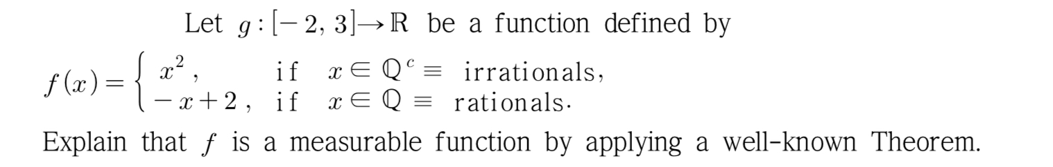 Solved Let g:[−2,3]→R be a function defined by | Chegg.com