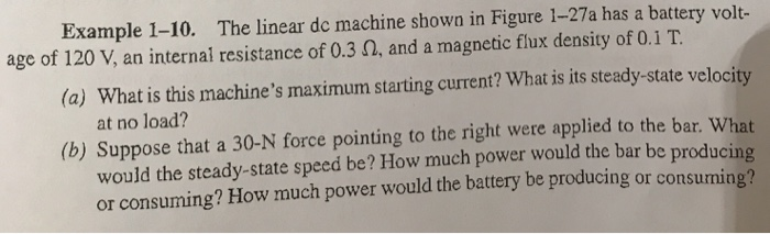 Example 1-10. The linear dc machine shown in Figure | Chegg.com