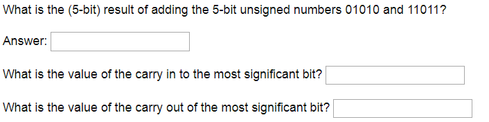 Solved What is the (5-bit) result of adding the 5-bit | Chegg.com