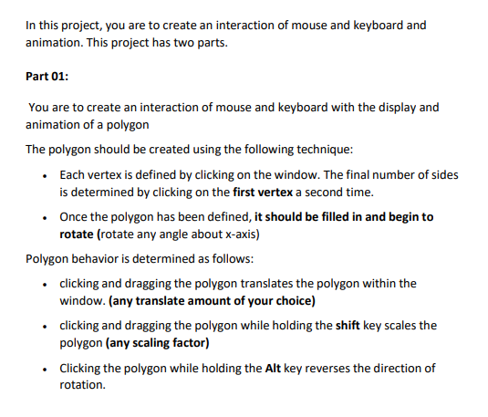 In this project, you are to create an interaction of | Chegg.com