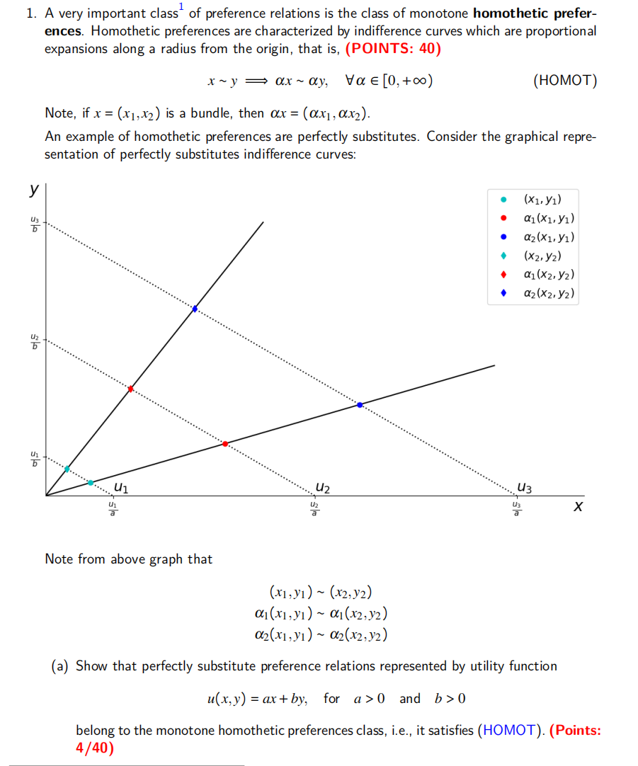 1. A very important class of preference relations is | Chegg.com