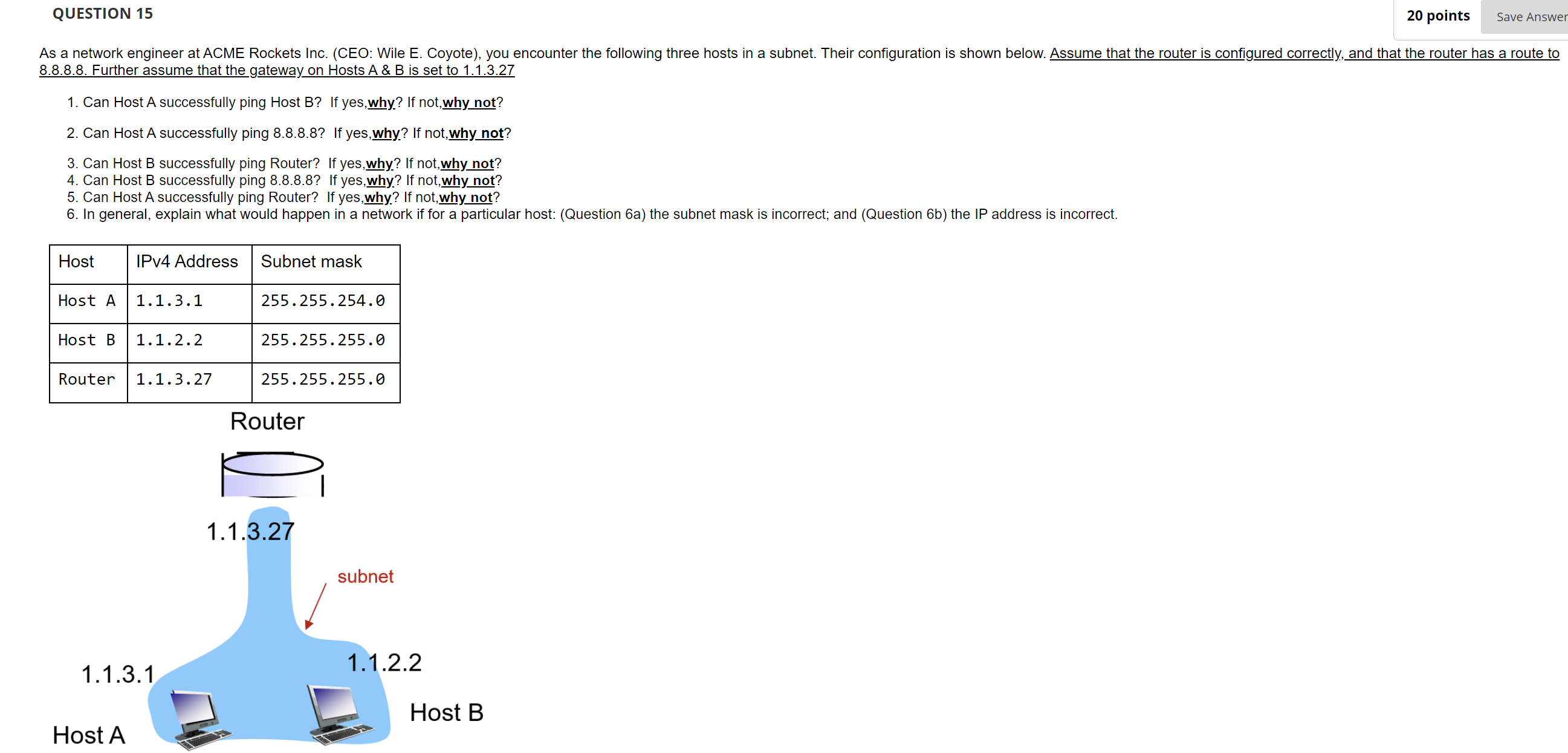 Solved 8.8.8.8. Further assume that the gateway on Hosts A&B | Chegg.com