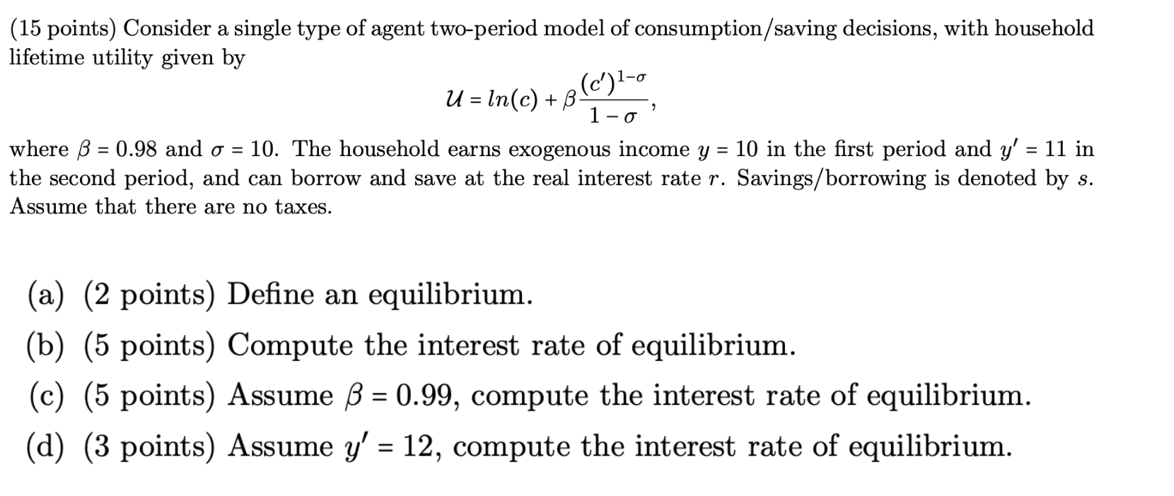 Solved + B (15 points) Consider a single type of agent | Chegg.com