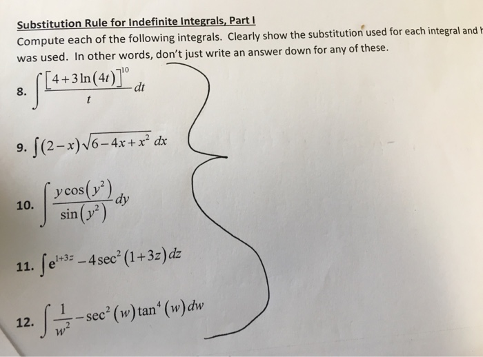 Solved Substitution Rule for Indefinite Integrals, Part | Chegg.com