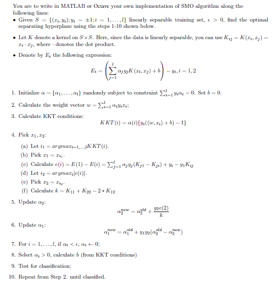 You are to write in MATLAB or Octave your own | Chegg.com