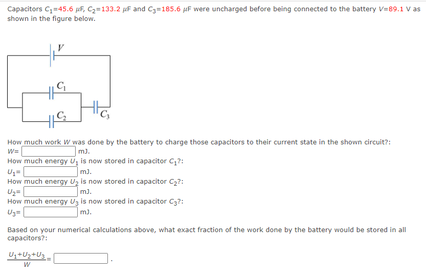 Solved Capacitors C1 =45.6 pF, C2=133.2 pF and C3=185.6 pF | Chegg.com