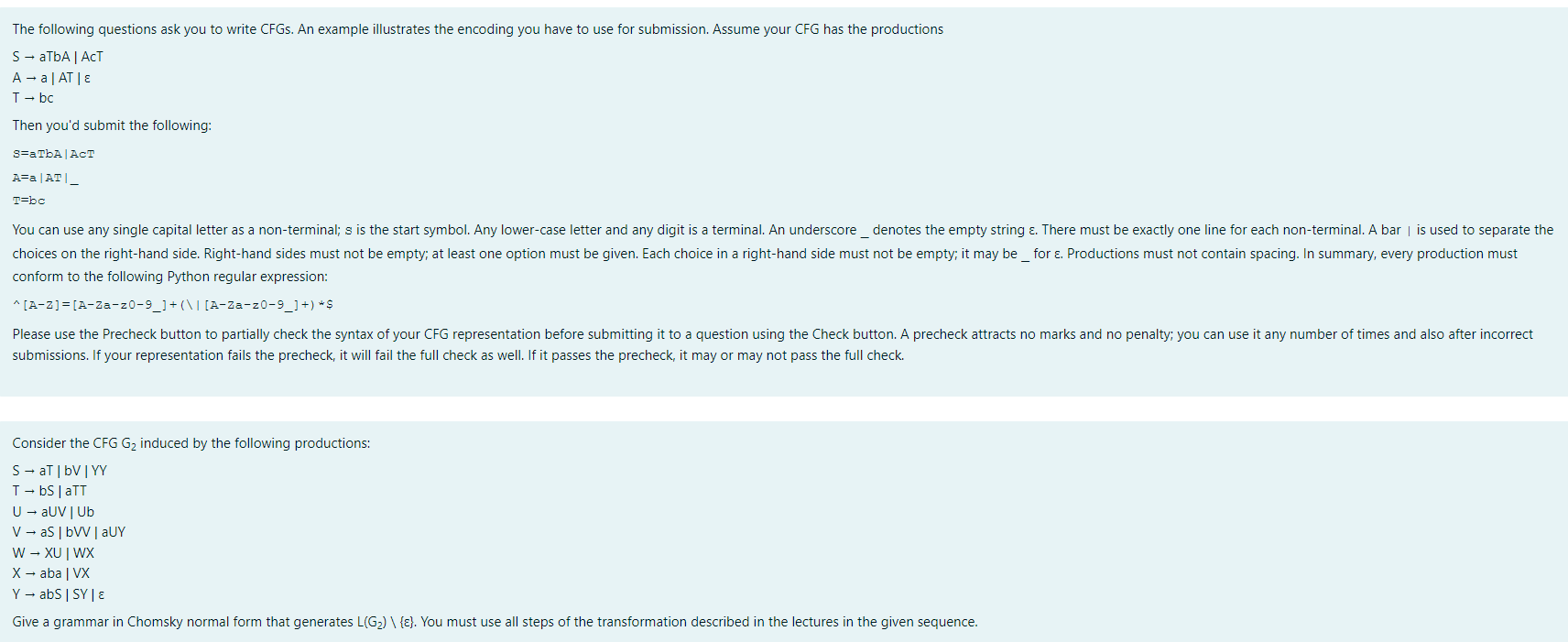 Solved The following questions ask you to write CFGs. An | Chegg.com