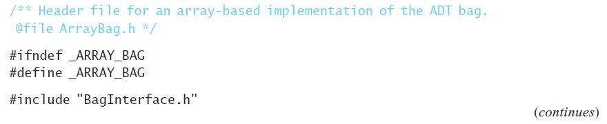 Header file for an array-based implementation of | Chegg.com