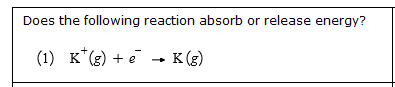 Solved Does the following reaction absorb or release | Chegg.com