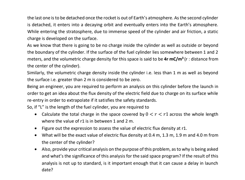 Solved Problem Statement A rocket is to be launched by NASA | Chegg.com