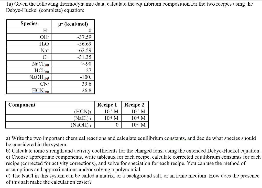 la) Given the following thermodynamic data, calculate | Chegg.com