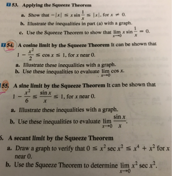 Solved 53. Applying the Squeeze Theorem a. Show that -Jxl | Chegg.com