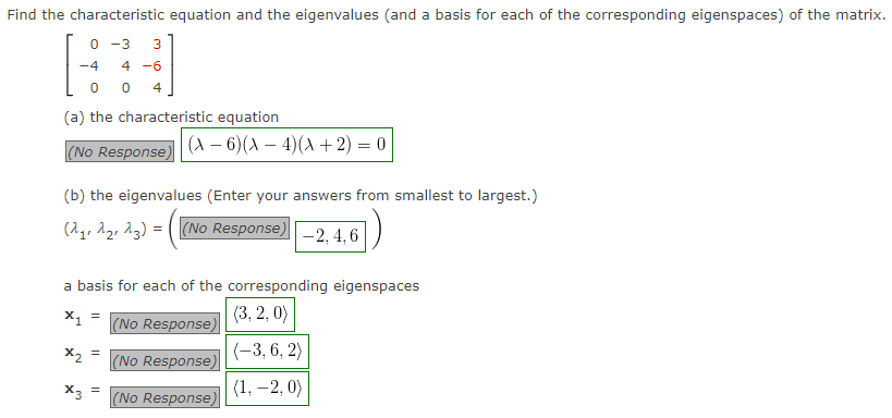 Solved the characteristic equation and the eigenvalues (and | Chegg.com
