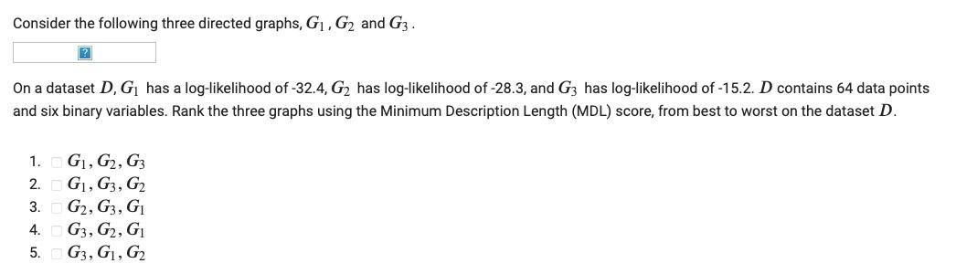 Solved Consider the following three directed graphs, G1,G2 | Chegg.com