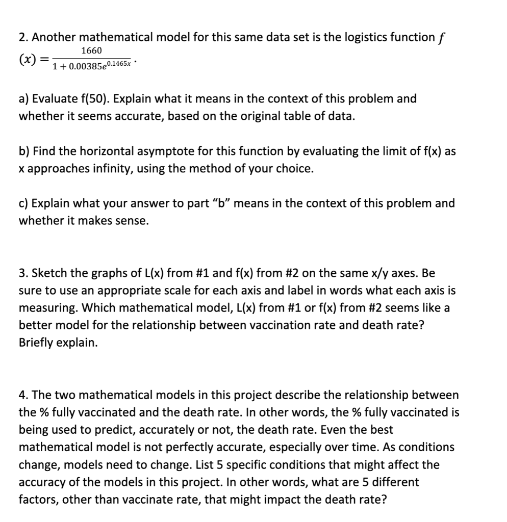 Solved In this first project, you will be applying calculus | Chegg.com