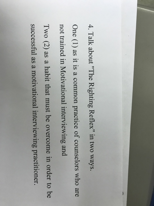 Solved 4. Talk about "The Righting Reflex" in two ways. One | Chegg.com