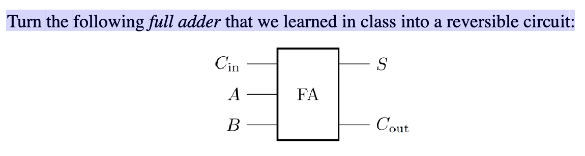 Solved Turn the following full adder that we learned in | Chegg.com