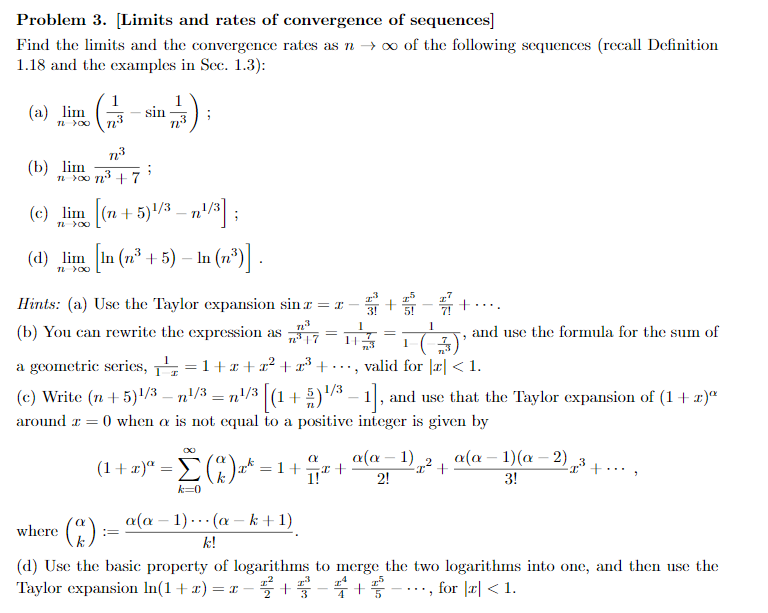 Solved Numerical Analysis: Find the limits and the | Chegg.com