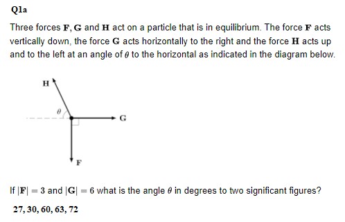 Solved Three forces F,G and H act on a particle that is in | Chegg.com