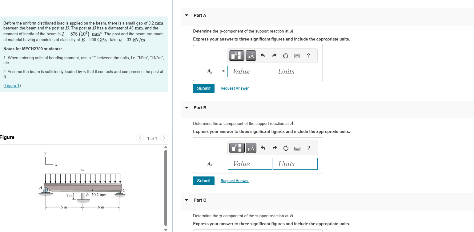 Solved Before the uniform distributed load is applied on the | Chegg.com
