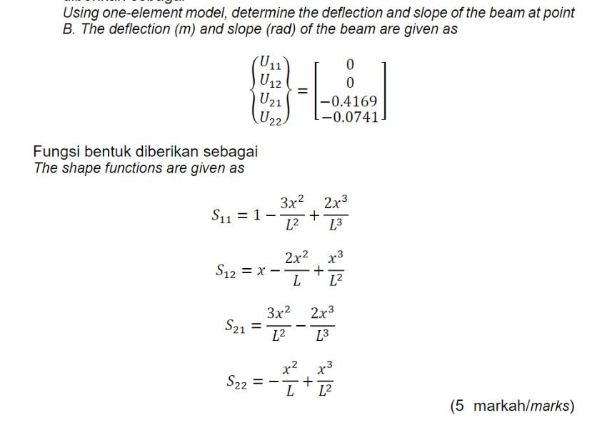 Solved Using one-element model, determine the deflection and | Chegg.com