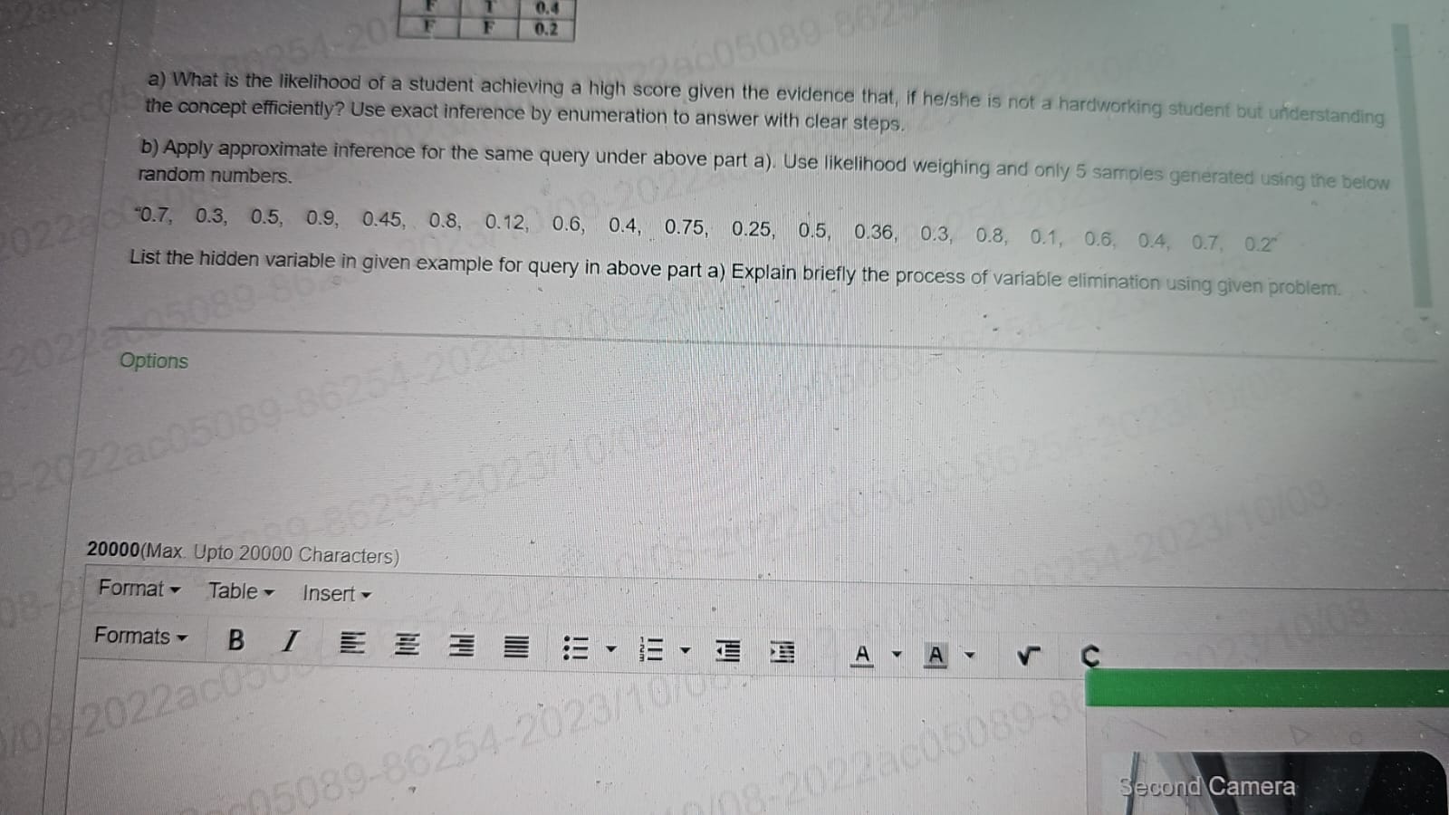 Solved Consider the below Bayesion Nemork and answer the | Chegg.com