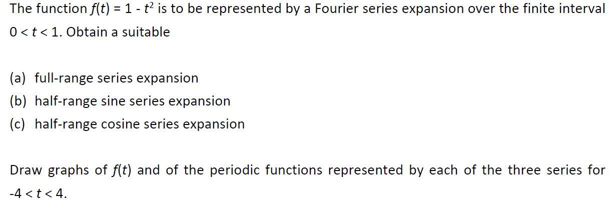 Solved The function f(t) = 1 - t? is to be represented by a | Chegg.com