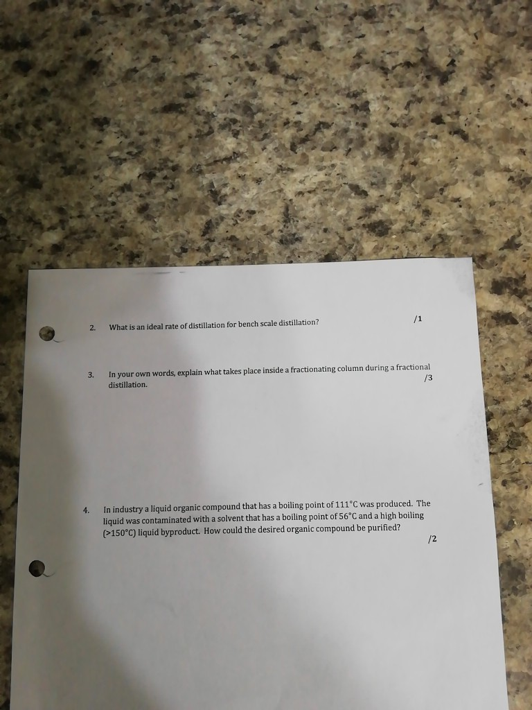 Solved /1 What is an ideal rate of distillation for bench | Chegg.com