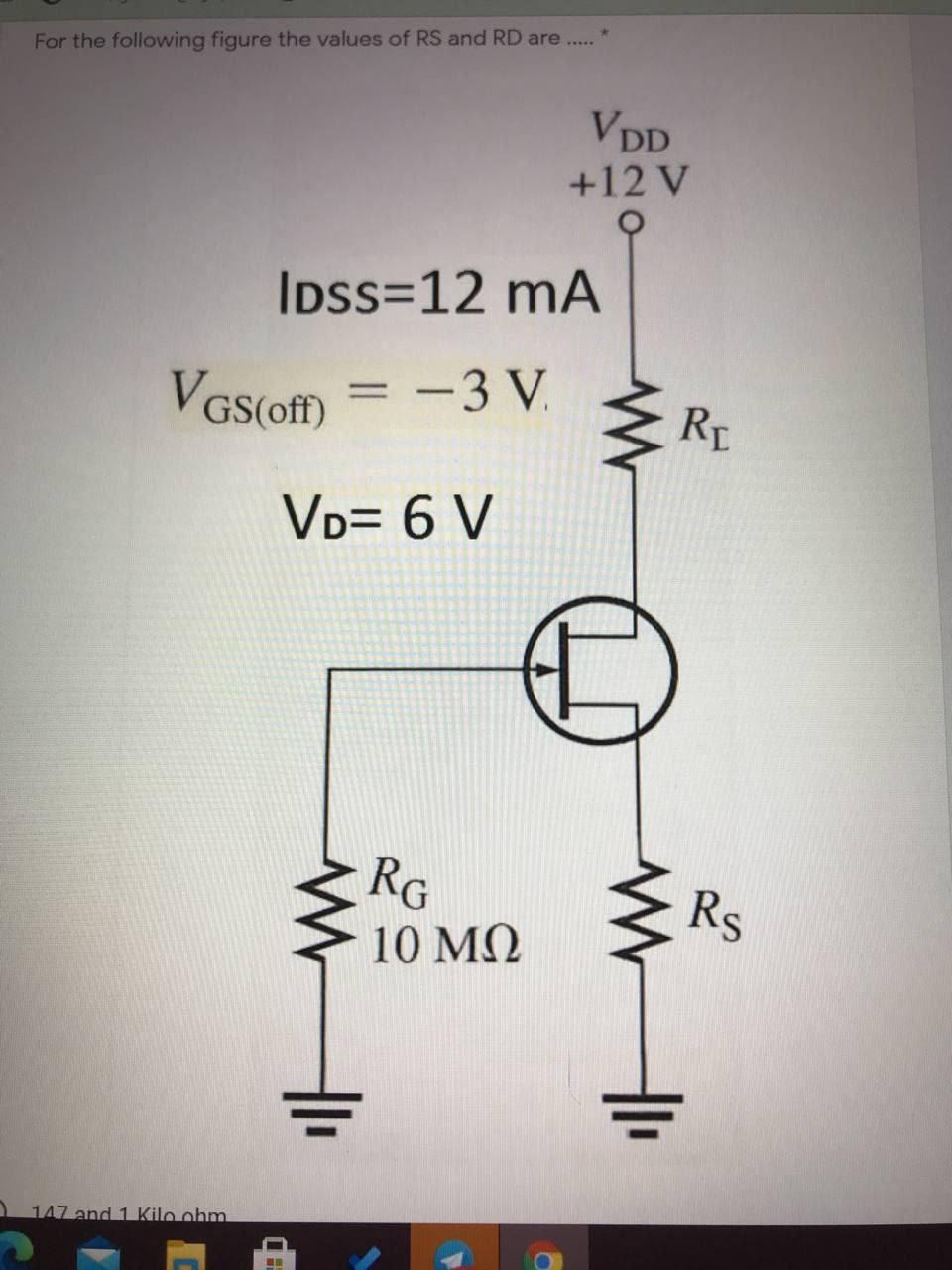 Solved For the following figure the values of RS and RD are | Chegg.com