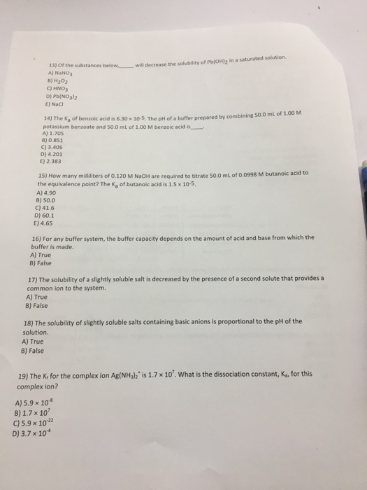Solved 13) Of the substances ces below,一一will decrease the | Chegg.com