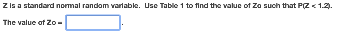 Solved Z is a standard normal random variable. Use Table 1 | Chegg.com
