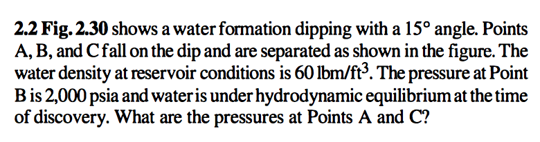 Solved 2.2 Fig. 2.30 shows a water formation dipping with a | Chegg.com