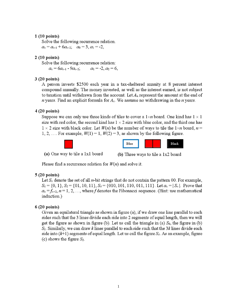 Solved 1 10 Points Solve The Following Recurrence Relation