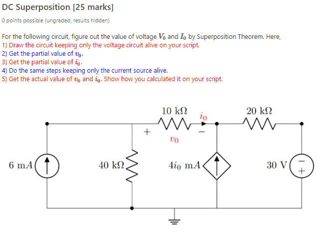 Solved DC Superposition [25 marks] O points possible | Chegg.com