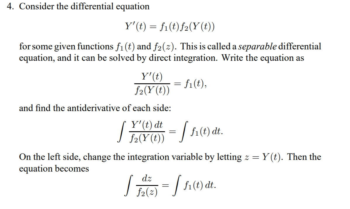 Solved 4. Consider the differential equation Y'(t) = f(t) f | Chegg.com