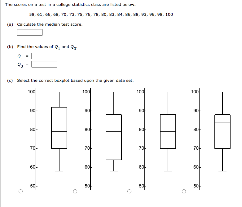 Solved The scores on a test in a college statistics class | Chegg.com