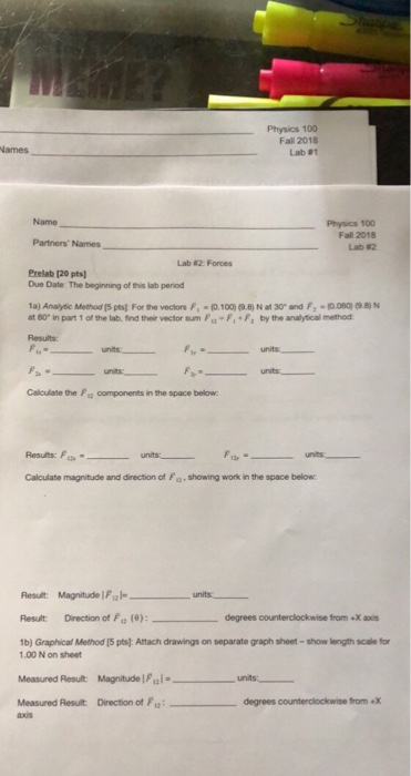 Solved Physics 100 Fall 2018 #1 ames Name Physics 100 Fall | Chegg.com