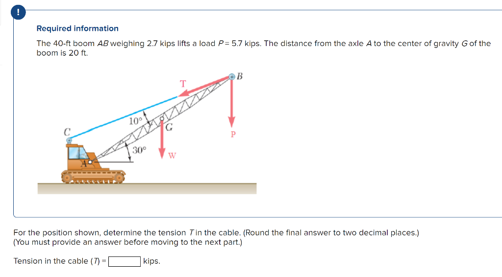 Solved Required information The 40-ft boom AB weighing 2.7 | Chegg.com