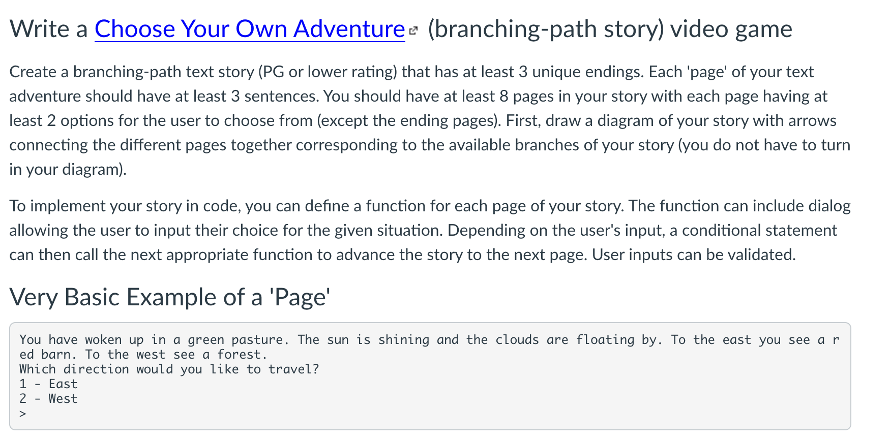 Solved Hi, I need to create an adventure game for a final | Chegg.com