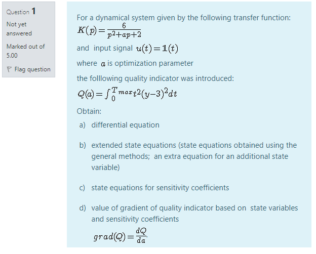 Solved For a dynamical system given by the following | Chegg.com