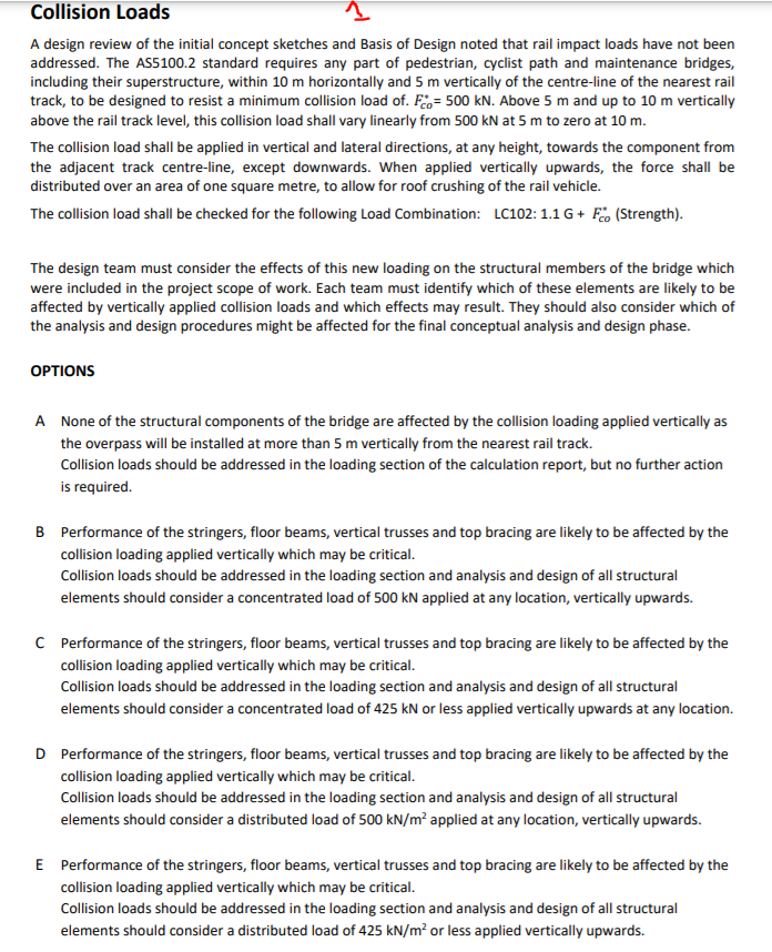 Solved Collision Loads A design review of the initial | Chegg.com