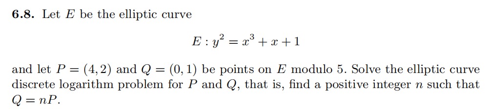 Solved 6.8. Let \\( E \\) be the elliptic curve \\[ E: | Chegg.com