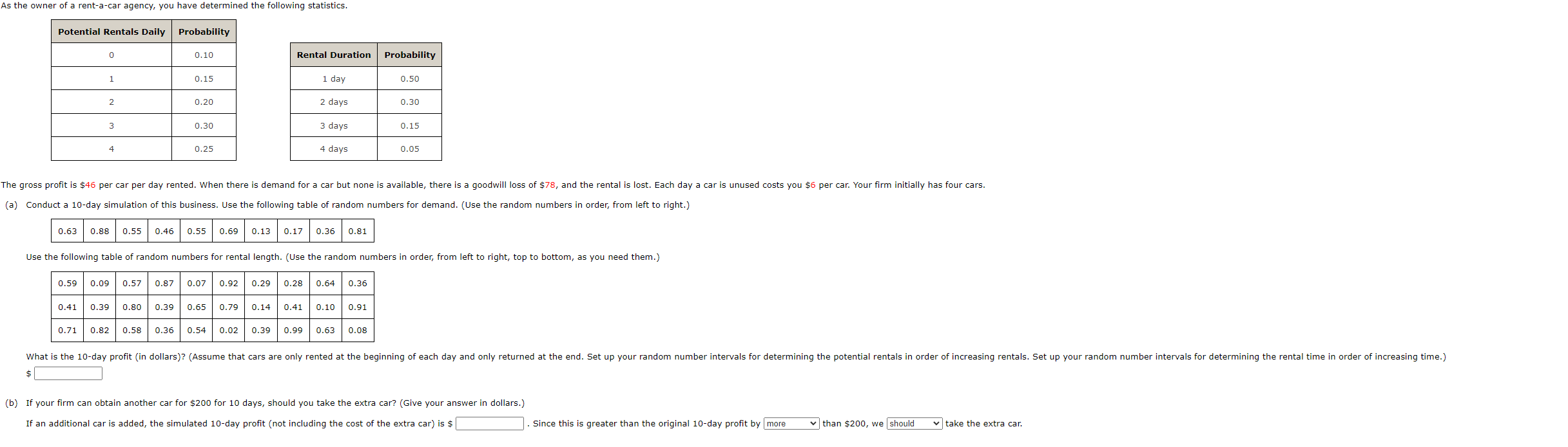 Options for the two drop down menu's are 'More' and | Chegg.com