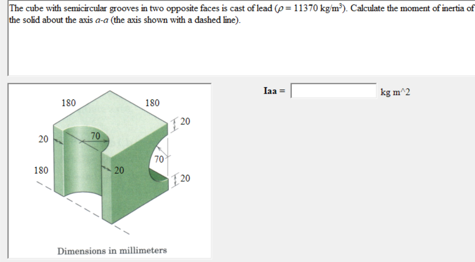 Solved The cube with semicircular grooves in two opposite | Chegg.com
