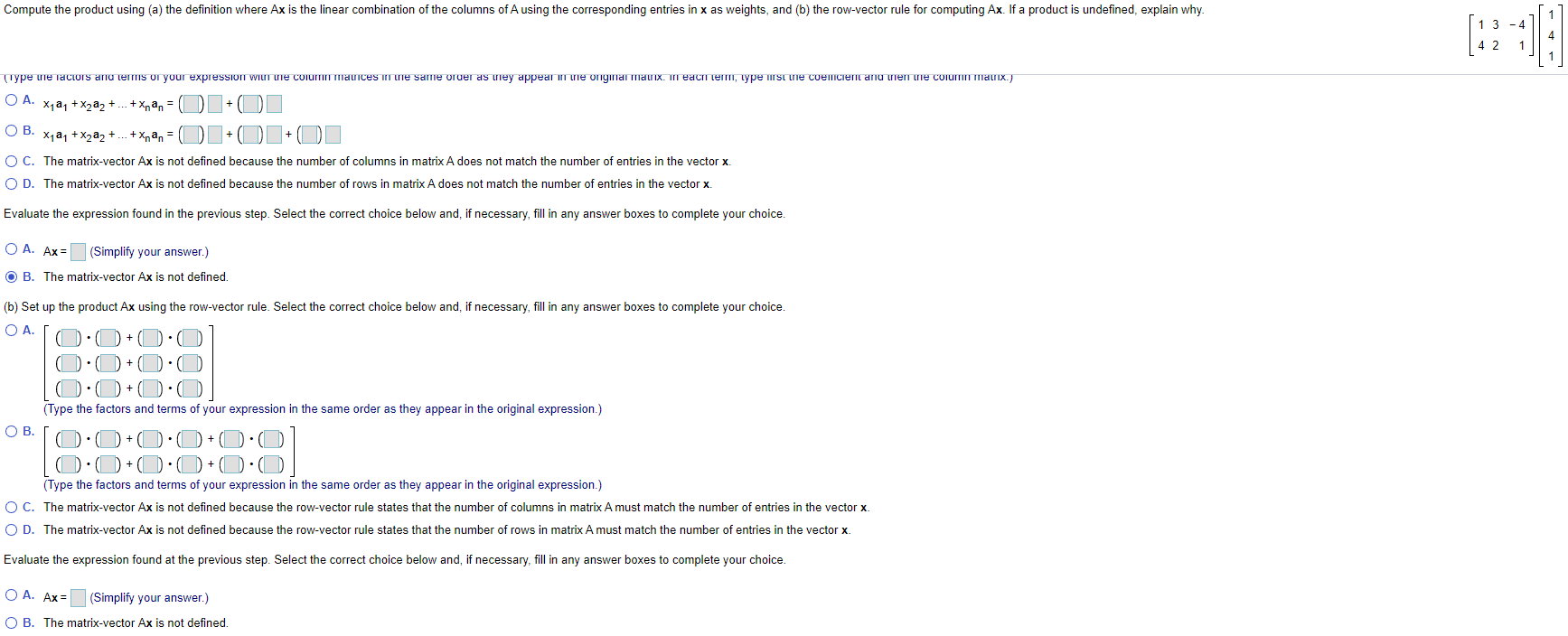 Solved Compute the product using (a) the definition where Ax | Chegg.com